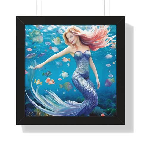 Mermaid Art Print Mermaid Poster Magical Mermaid Wall Art Framed