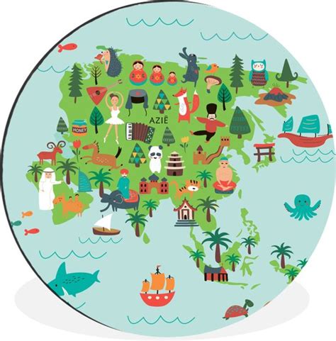 WallCircle Wandcirkel Muurcirkel Wereldkaart Kinderen Azië