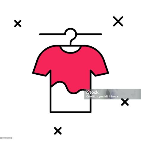 흰색 배경에 격리 된 옷 아이콘을 건조 윤곽을 채웠습니다 깨끗한 셔츠 옷핀으로 밧줄에 옷을 씻으라 의류 관리 및 단정함 벡터 가득 찬에 대한 스톡 벡터 아트 및 기타 이미지