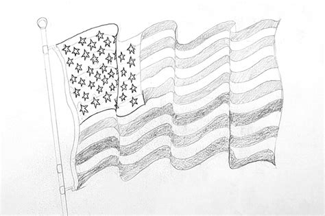 Flag Pencil Drawing At Cynthia Cawley Blog