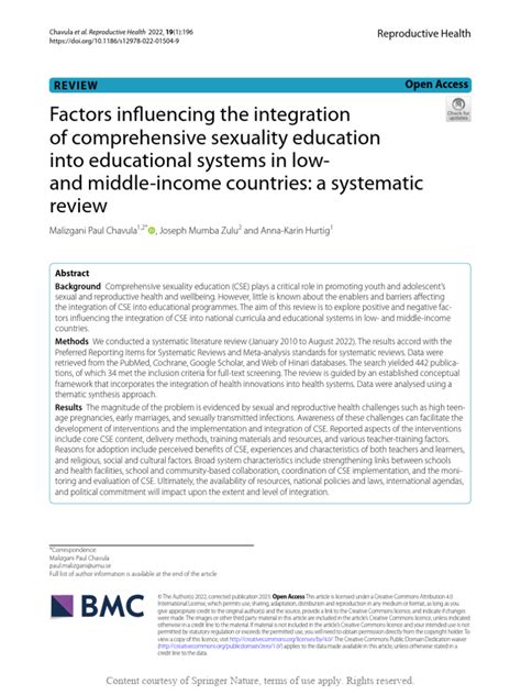 Factors Influencing The Integration Of Comprehensi Pdf Systematic