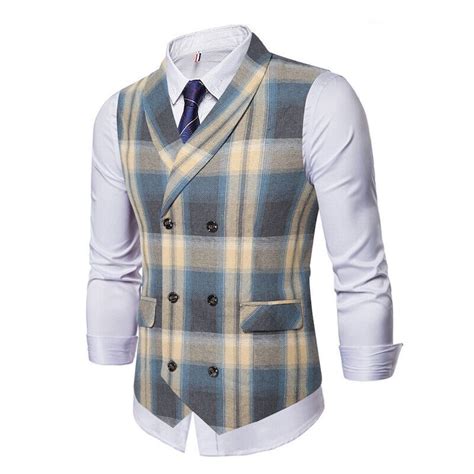 New Mens Jackets Tops Printed Double Breasted Waistcoat Tuxedo Casual