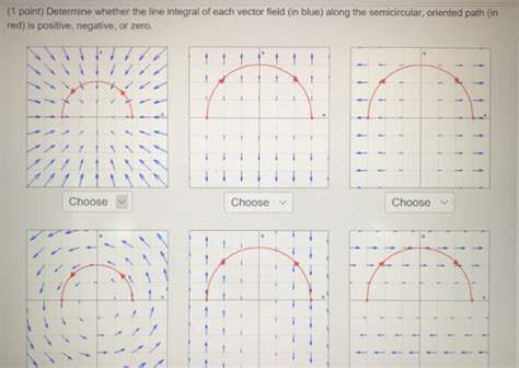1 point determine whether the line integral of each vector field in