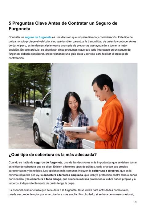 Ppt 5 Preguntas Clave Antes De Contratar Un Seguro De Furgoneta