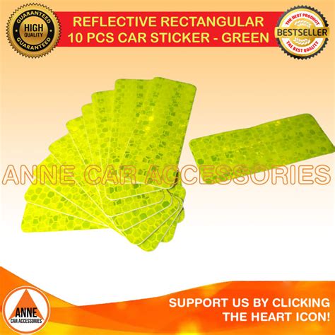 10pcs Reflective Rectangular Sticker For Car Motorcycle Bicycle Safety
