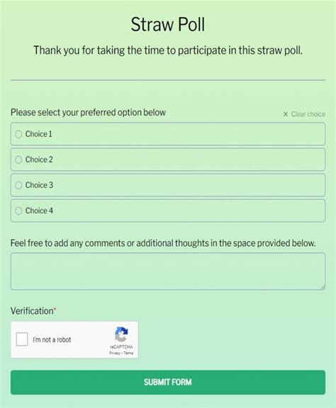 Straw Poll Template Free 123formbuilder
