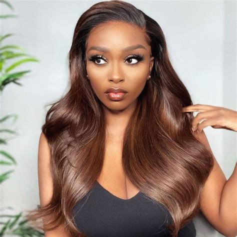 Baisi Mix Chestnut Brown Big Loose Wave Wig Human Hair Wigs Lace Closure Wig Hair Quality