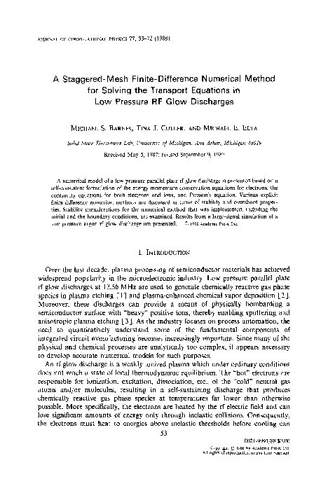 Pdf A Staggered Mesh Finite Difference Numerical Method For Solving The Transport Equations In