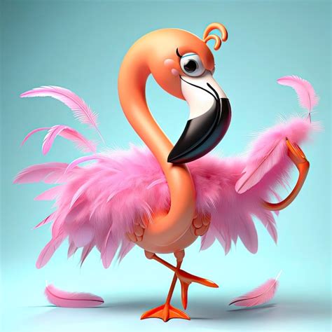 Premium Photo Pink Flamingo On White Background 3d Character Ai