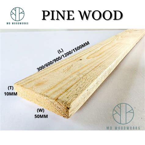 Pine Wood Plank Thickness 10mm X Width 50mm80mm100mm Siap Ketam