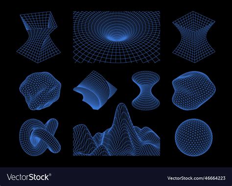 Wireframe Shapes 3d Geometric Mesh Abstract Vector Image