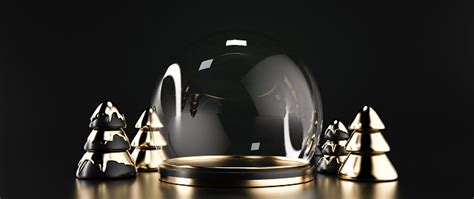 현대 황금과 검은 크리스마스 트리와 스노우 글로브 빈 공간 3d 일러스트레이션 0명에 대한 스톡 사진 및 기타 이미지 0명 12월 31일 3차원 형태 Istock