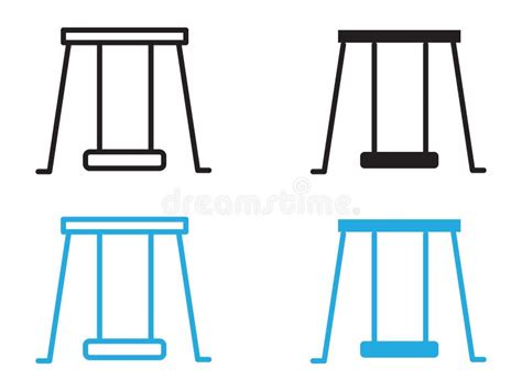 Swing Icon Black And White Vector Outline Sign Stock Vector
