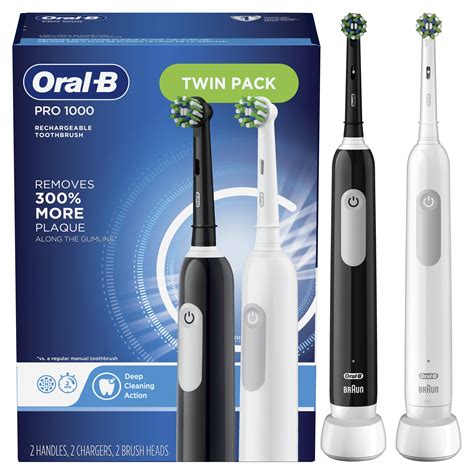 Oral B Pro 1000 Electric Toothbrush Black And White Twin Pack