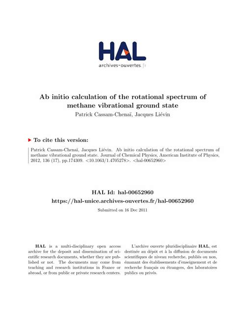Pdf Ab Initio Calculation Of The Rotational Spectrum Of