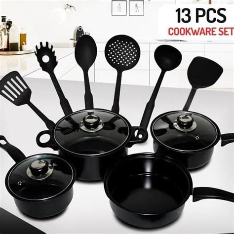Jual Panci Set Serbaguna Teflon Marble 13 Pcs Cookware Set Tutup Kaca