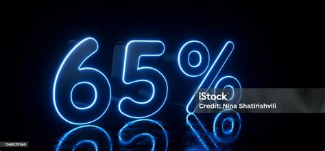 미래지향적인 빛나는 블루 네온 라이트와 블랙 65 기호 3d 일러스트레이션 0명에 대한 스톡 사진 및 기타 이미지 0명 3차원 형태 65 Istock