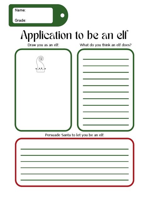 Elf Application Writing Prompt Worksheet Pdf Pdf General Fiction