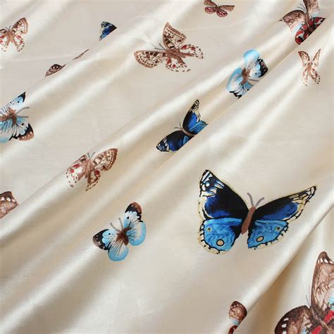 1 Meter Butterfly Imitated Silk Glossy Satin Fabric Slippy Etsy
