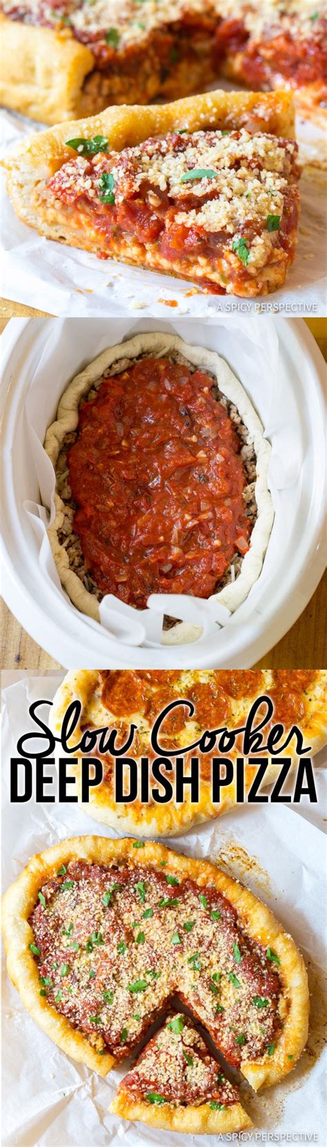 Slow Cooker Deep Dish Pizza Chicago Style A Spicy Perspective