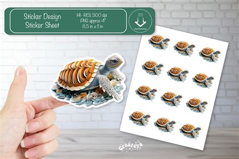 Turtle Stickers Pun Sticker Printable Graphic By Createya Design