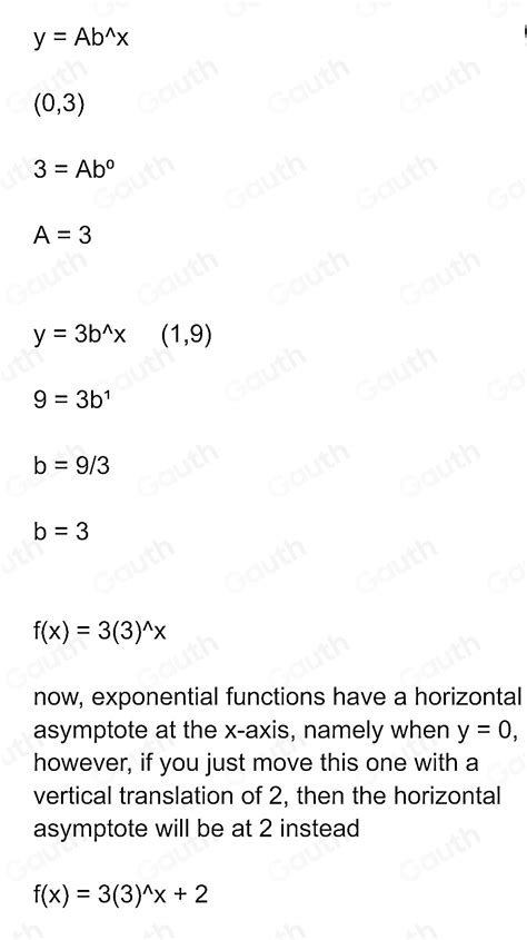 Solved Find An Exponential Function With A Horizontal Asymptote Y 2