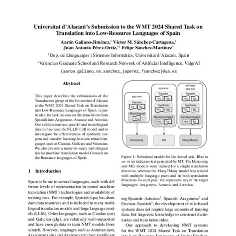 Universitat Dalacants Submission To The Wmt 2024 Shared Task On