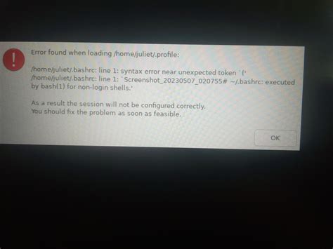Bashrc Error Found When Loading Homejulietprofile Ask Ubuntu
