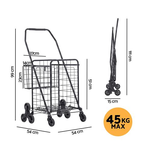Emajin Shopping Trolley Cart Folding Aluminium Utility Cart Black Kmart