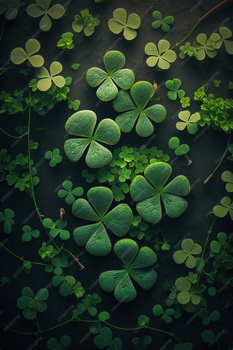Premium Photo A Wallpaper With Four Leaf Clovers On It