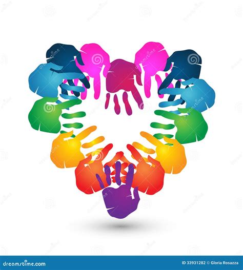 Teamwork Hands Heart Shape Logo Stock Vector Illustration Of