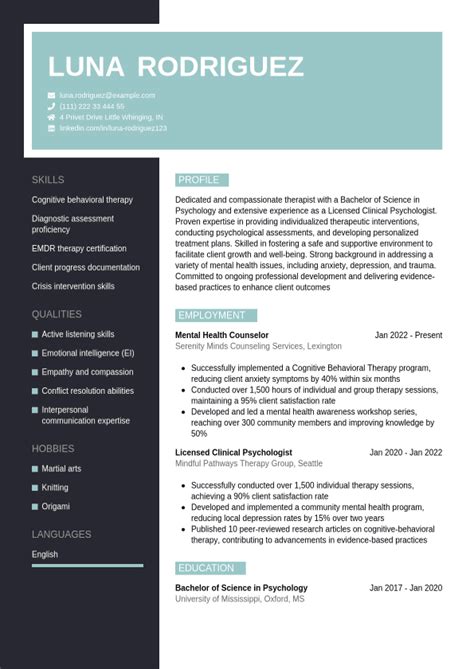 Private Practice Therapist Resume Writing Guide Jobseeker