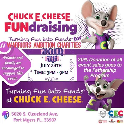 Chuck E Cheese Fundraiser Chuck E Cheese 5020 Cleveland Ave Fort