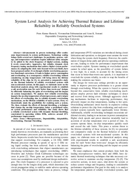 Pdf System Level Analysis For Achieving Thermal Balance And Lifetime