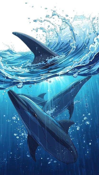 Free Ocean Anime Splash Image Dolphin Ocean Anime Download At Stockcake