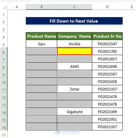 Fill Down To Next Value In Excel 5 Easy Methods Exceldemy