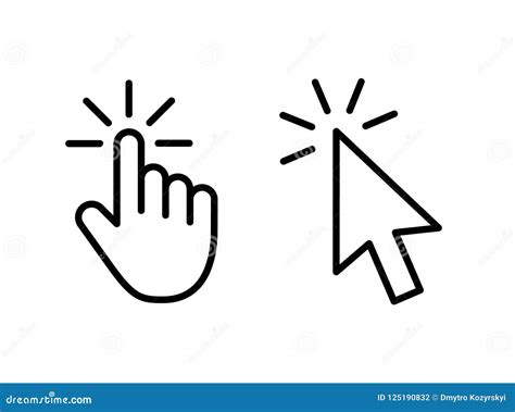 Computer Mouse Click Cursor Gray Arrow Icons Set And Loading Icons