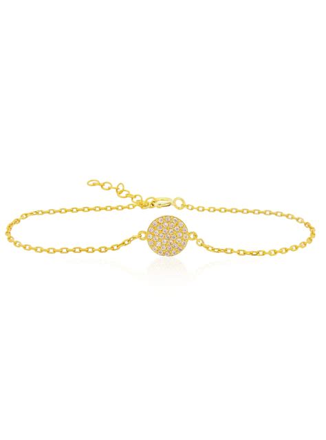 Adele Circle Disc Pave Set Cz Bracelet In Gold — Jewellery Co Australia
