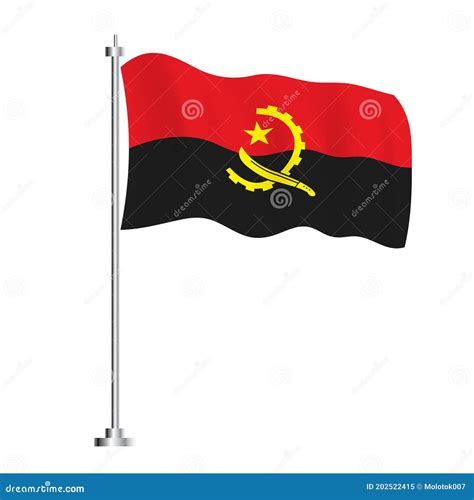 Angolan Flag Isolated Wave Flag Of Angola Country Independence Day Stock Vector Illustration