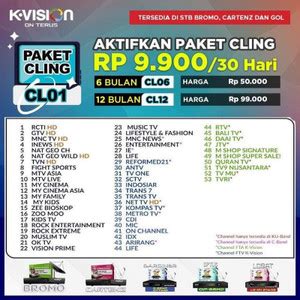 Jual PAKET CLING K VISION 30 60 90 180 HARI CL01 CL06 MNC CL01 30