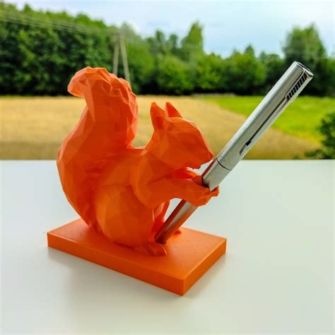 Adorable Squirrel Shaped Pen Holder 3d Printed Perfect Office Desk