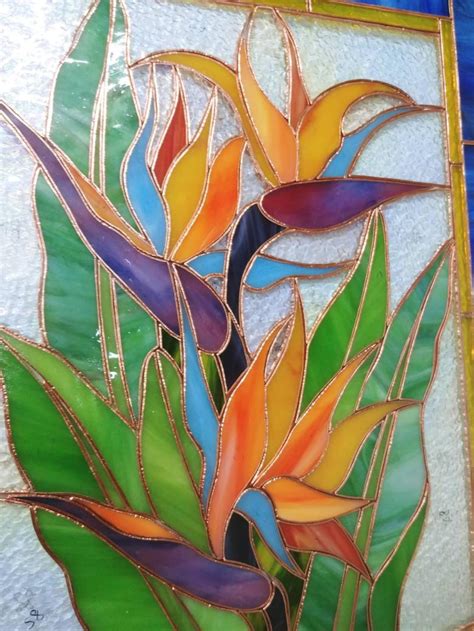 Stained Glass Panel Bird Of Paradise Stained Glass Window Etsy
