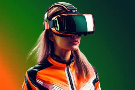 Premium Ai Image Stylized Portrait Of A Woman Wearing A Vr Headset