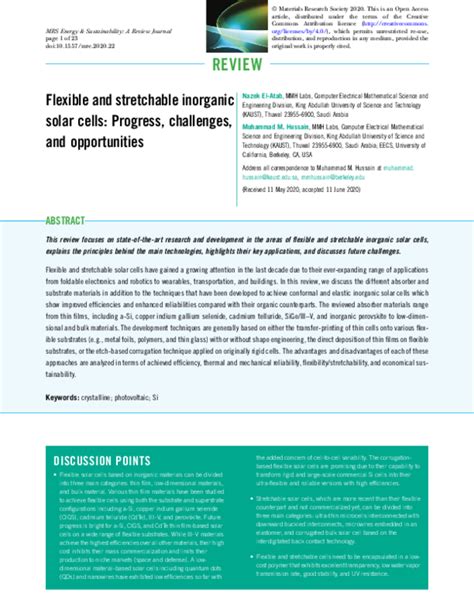 Pdf Flexible And Stretchable Inorganic Solar Cells Progress