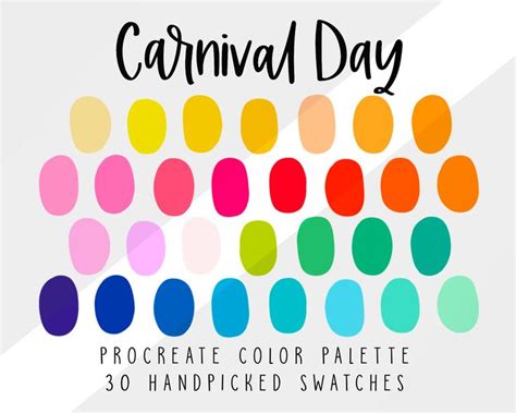 Carnival Procreate Color Palette Color Swatches Procreate Palette Etsy Canada Color