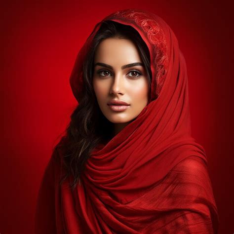 Premium Photo Image Of A Beautiful Arab Girl On A Red Background