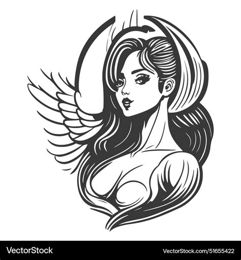 Angel Beauty Girl Grey Royalty Free Vector Image