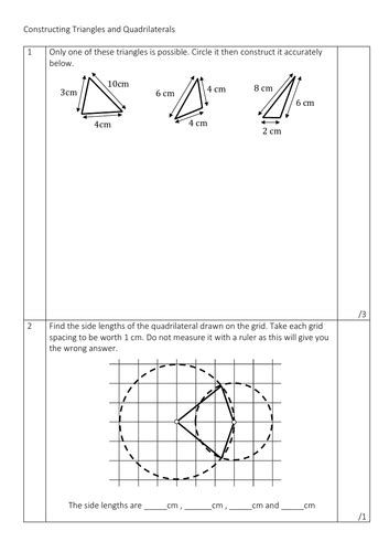 Constructing Triangles And Quadrilaterals Teaching Resources
