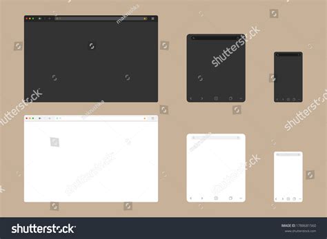 Web Browser Window Mockup Light Dark Stock Vector Royalty Free