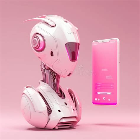 Futuristic Humanoid Robot With Ai Beside Smartphone Concept Of Chatbot With Artificial